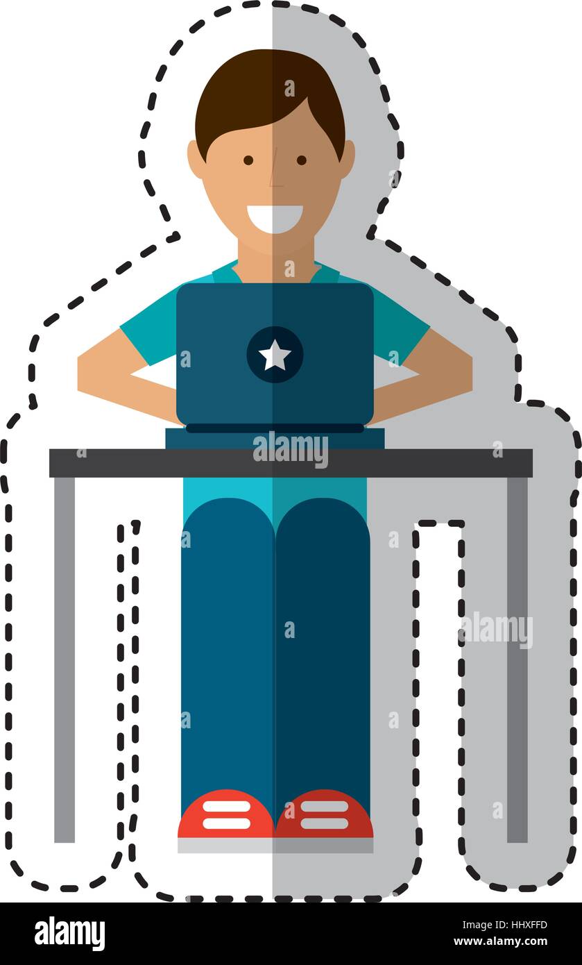 person using computer icon vector illustration design Stock Vector ...