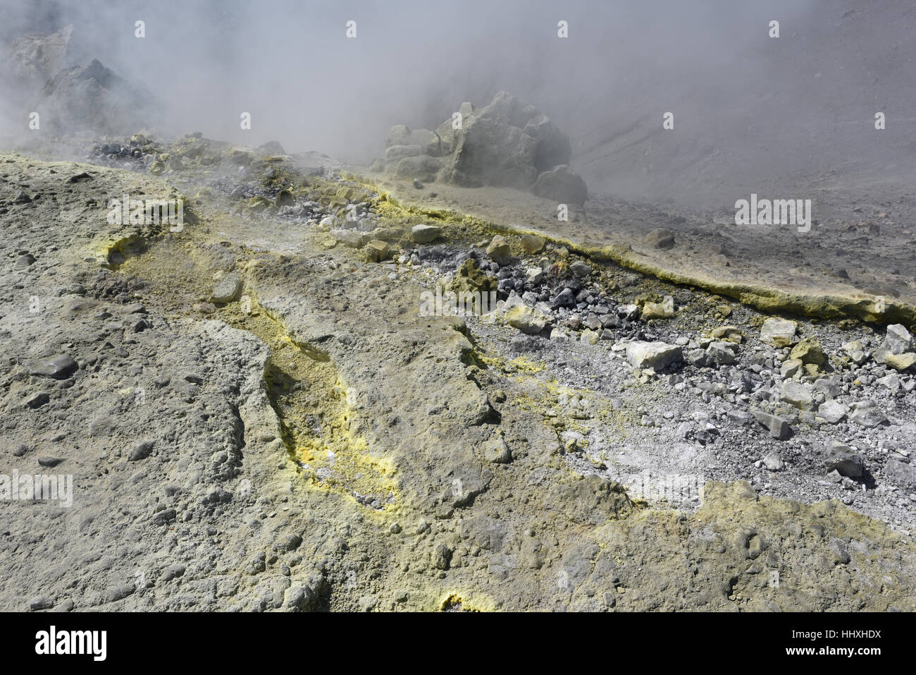 Sulphurous gases along the Gran Cratere of Vulcano, one of the Aeolian ...