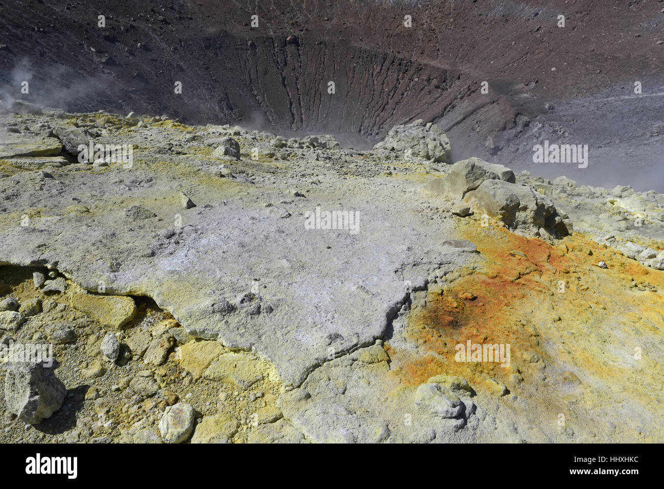 Sulphurous gases along the Gran Cratere of Vulcano, one of the Aeolian ...
