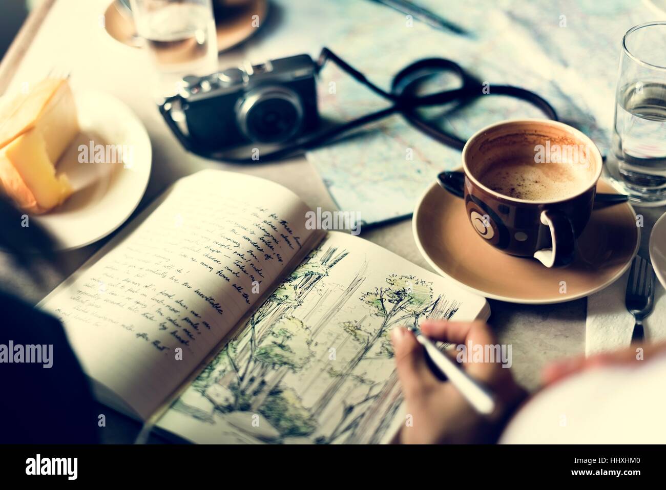 Coffee Table Drawing Nature Concept Stock Photo - Alamy