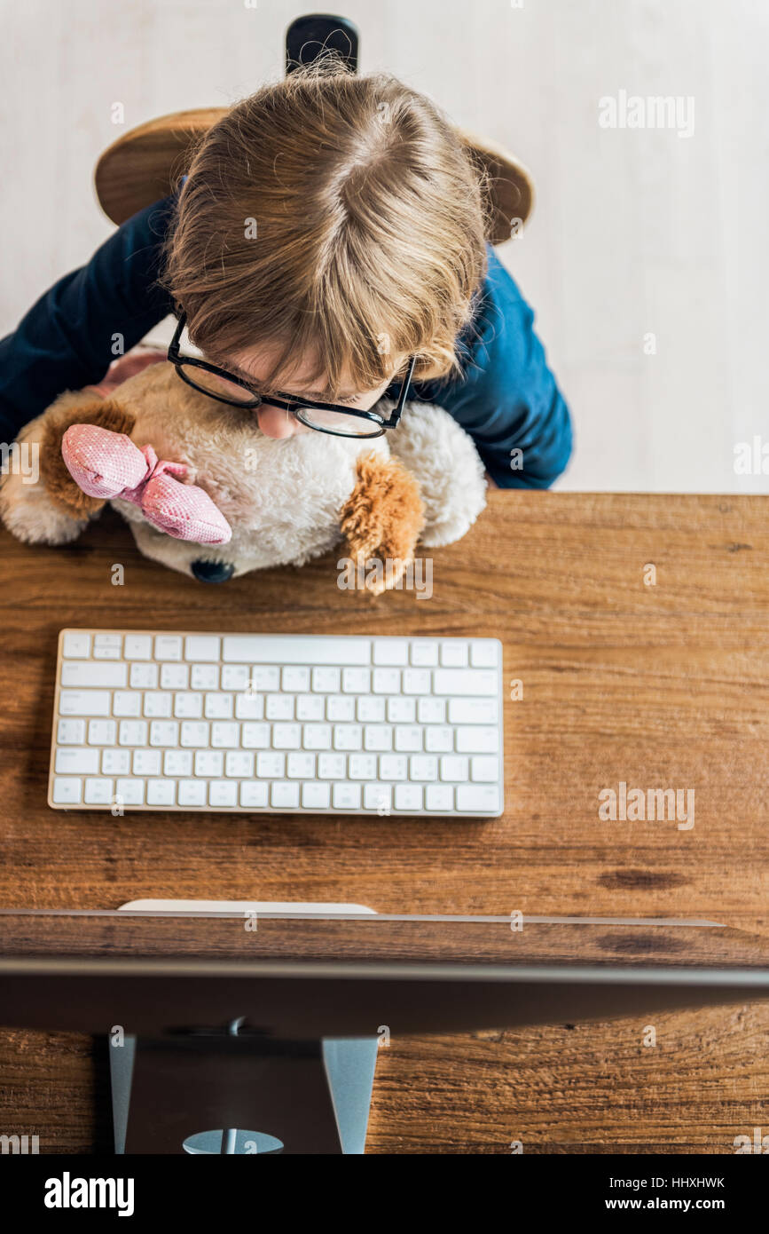 Girl Connection Using Playing Computer Concept Stock Photo - Alamy