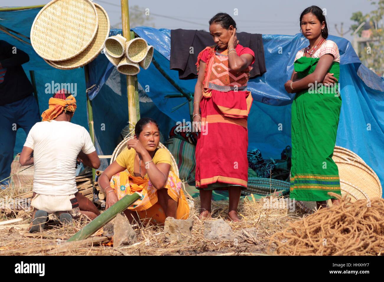Morigaon, India. 18th Jan, 2017. The tribal peoples gathers and make ...