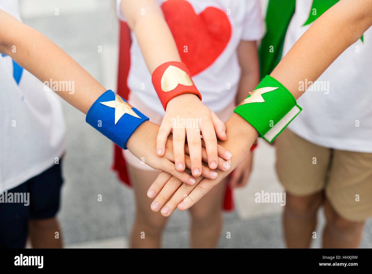 Superhero Boy Girl Brave Imagination Teamwork Concept Stock Photo - Alamy