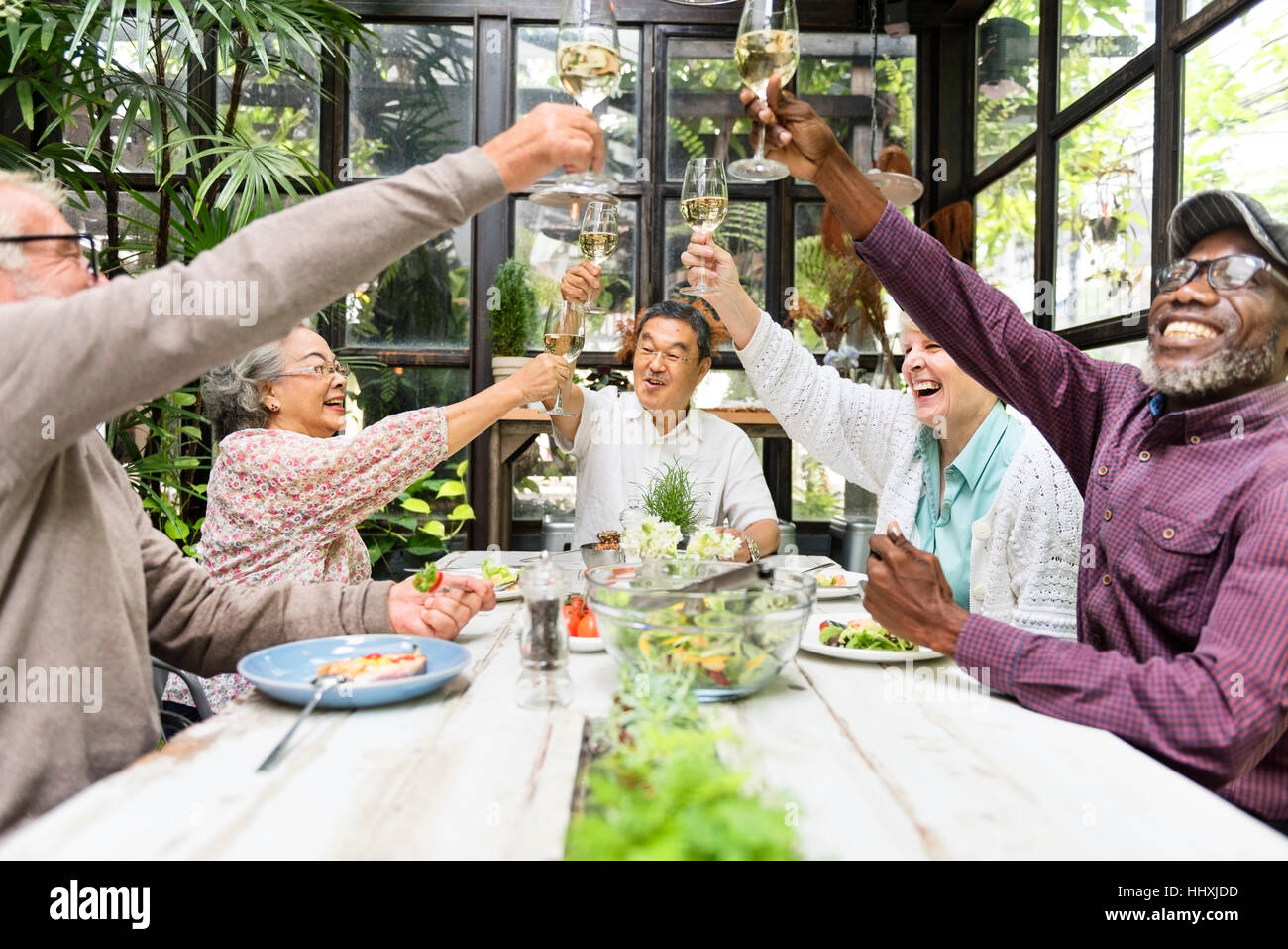 Group of Senior Retirement Meet up Happiness Concept Stock Photo - Alamy