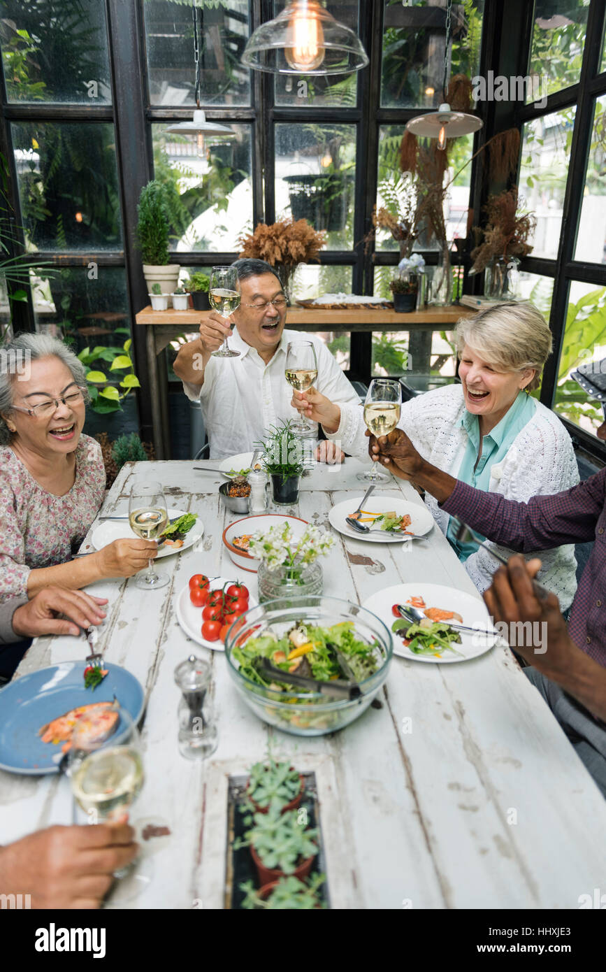 Group of Senior Retirement Meet up Happiness Concept Stock Photo - Alamy