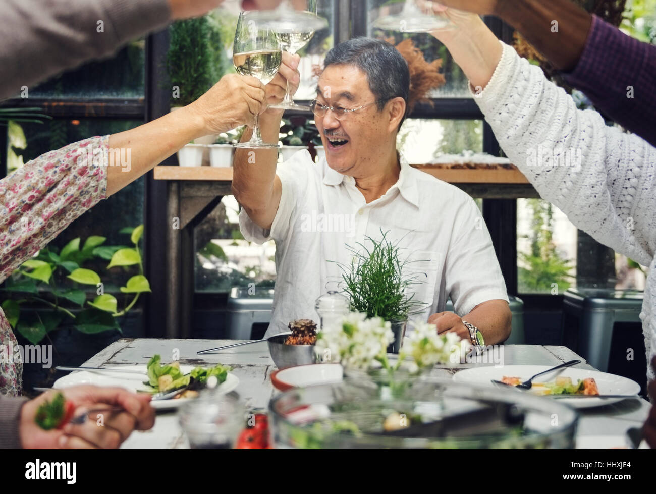 Group of Senior Retirement Meet up Happiness Concept Stock Photo - Alamy