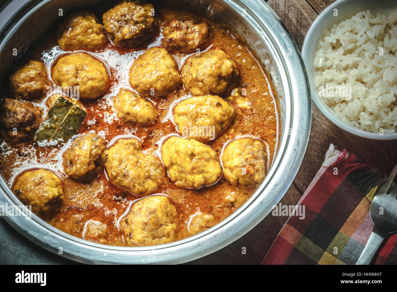 Homemade Meatballs and white rice Stock Photo - Alamy