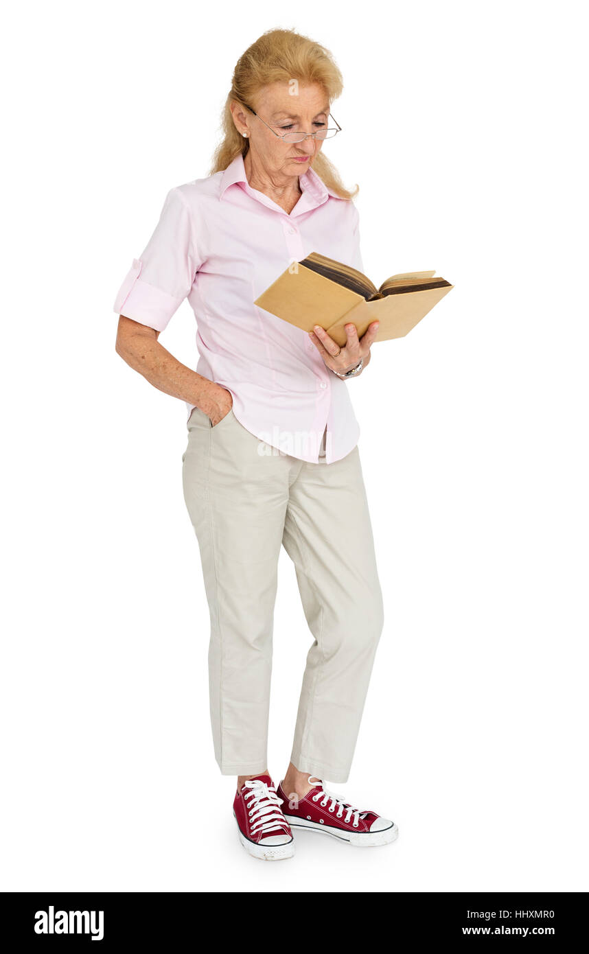 Lady Studio Reading Book Concept Stock Photo - Alamy