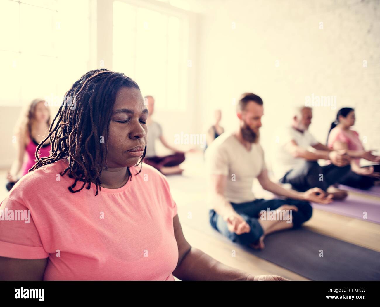 Exercise International Group Relaxation Fitness Concept Stock Photo - Alamy