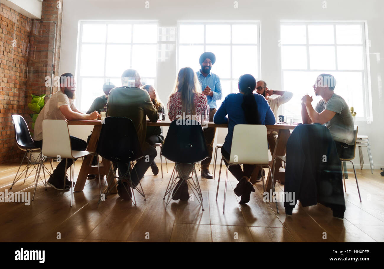 Meeting Table Networking Sharing Concept Stock Photo - Alamy