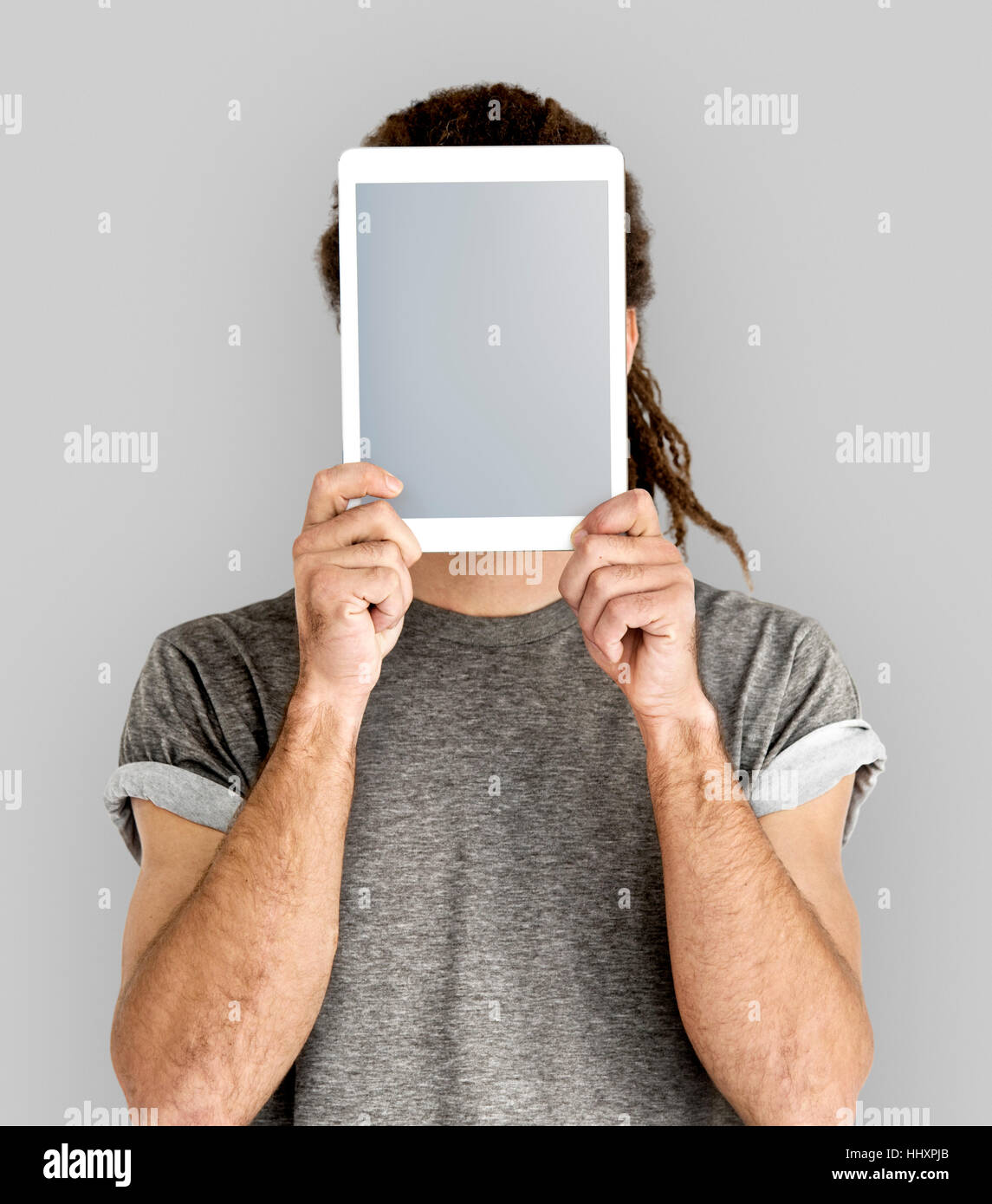 Person Holding Tablet Face Concept Stock Photo - Alamy