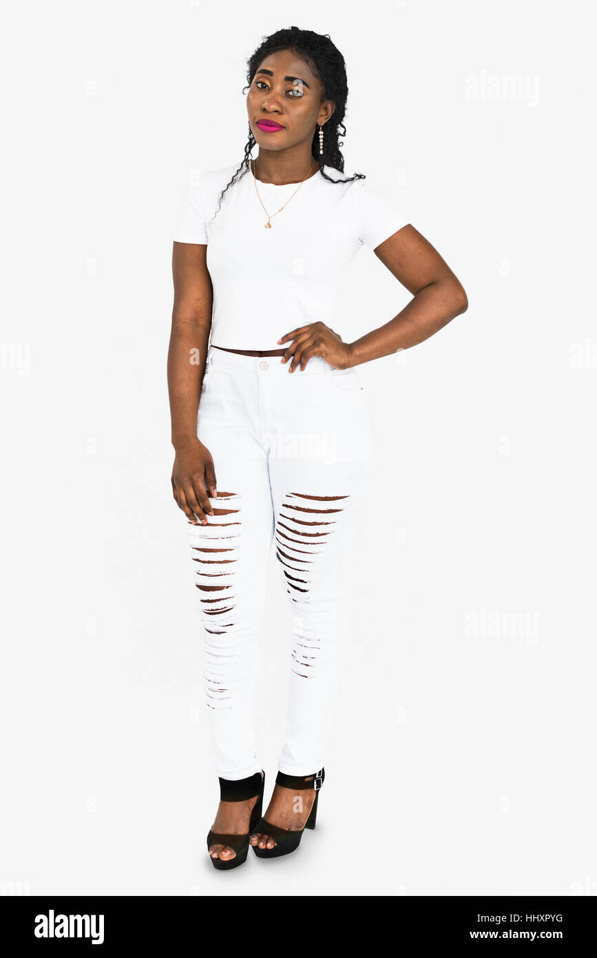 Female Standing Pose Studio Concept Stock Photo - Alamy