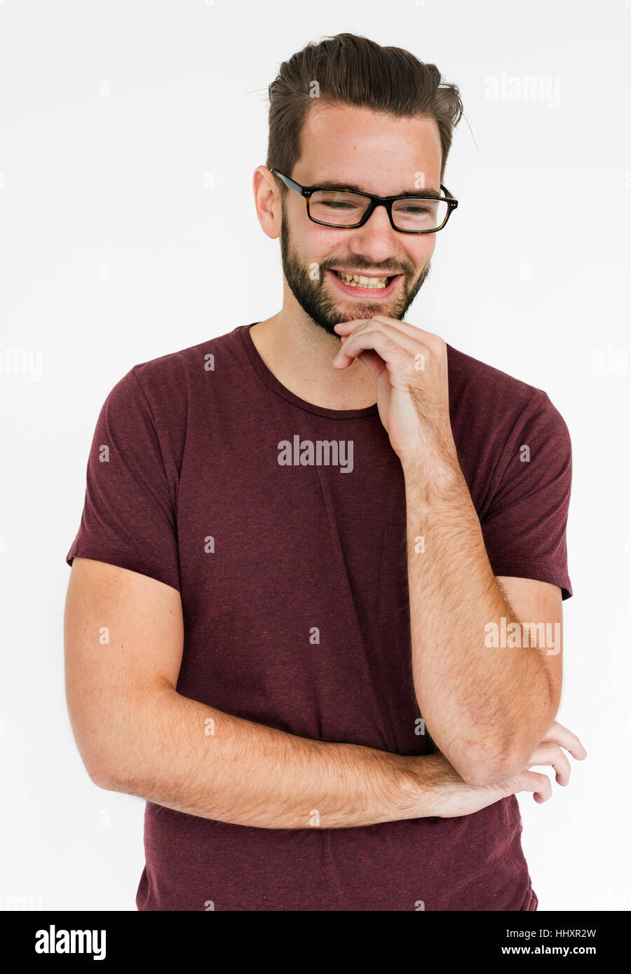 Men Wear Glasses Think Concept Stock Photo - Alamy