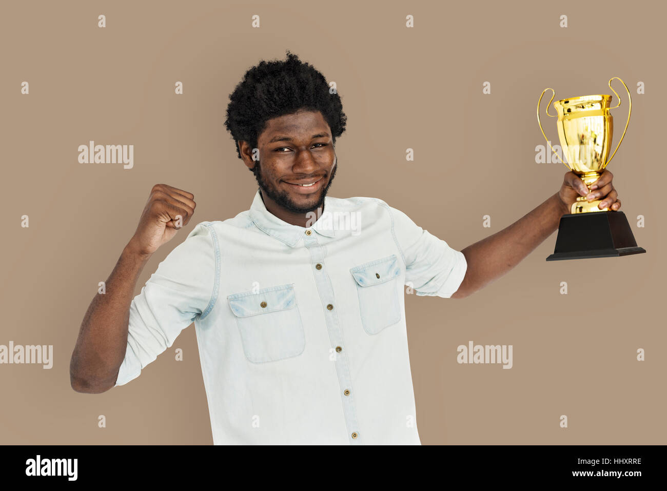 African Man Won Prize Reward Award Concept Stock Photo - Alamy