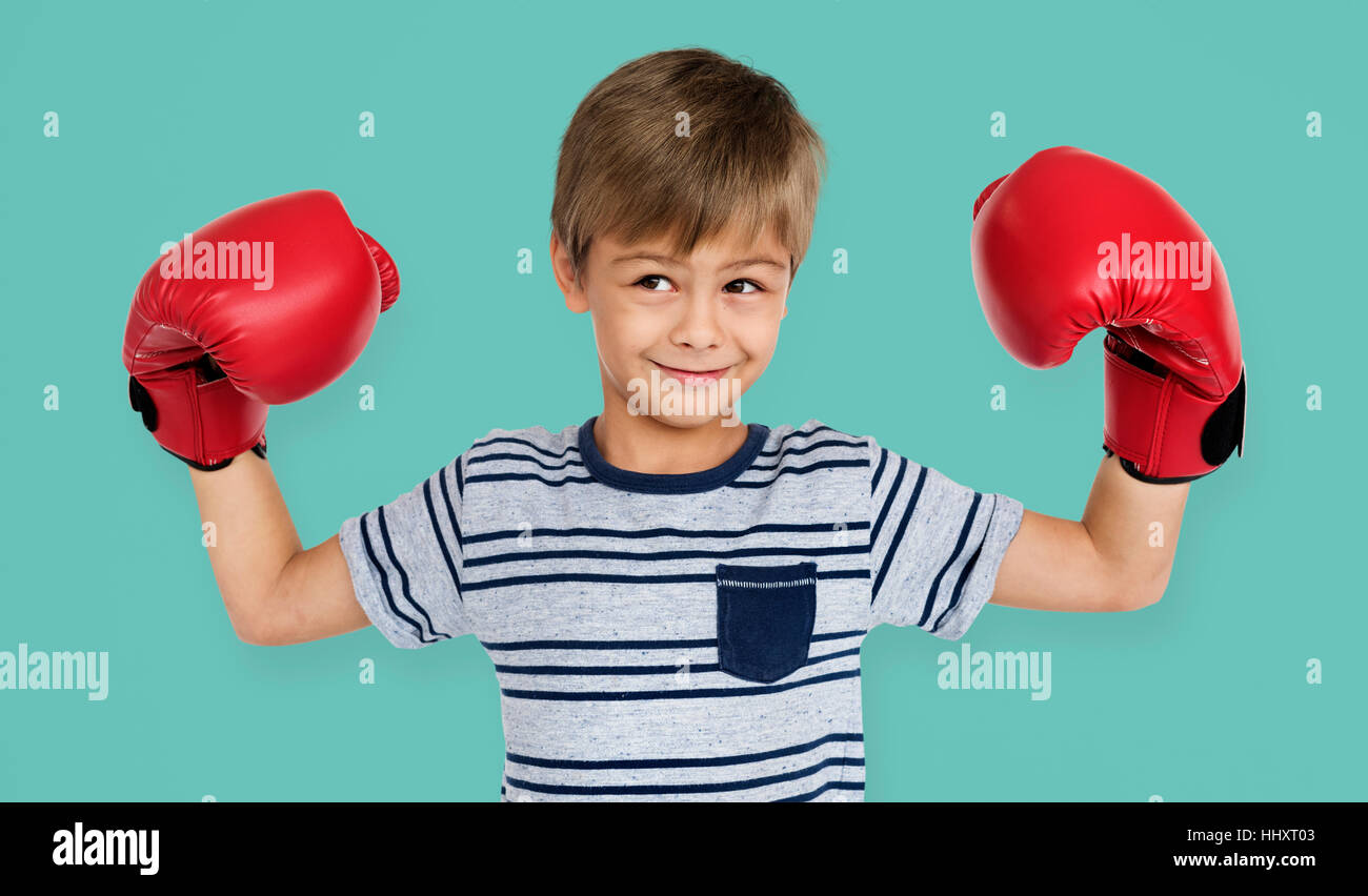 Little Boy Kid Adorable Cute Boxing Portrait Concept Stock Photo - Alamy