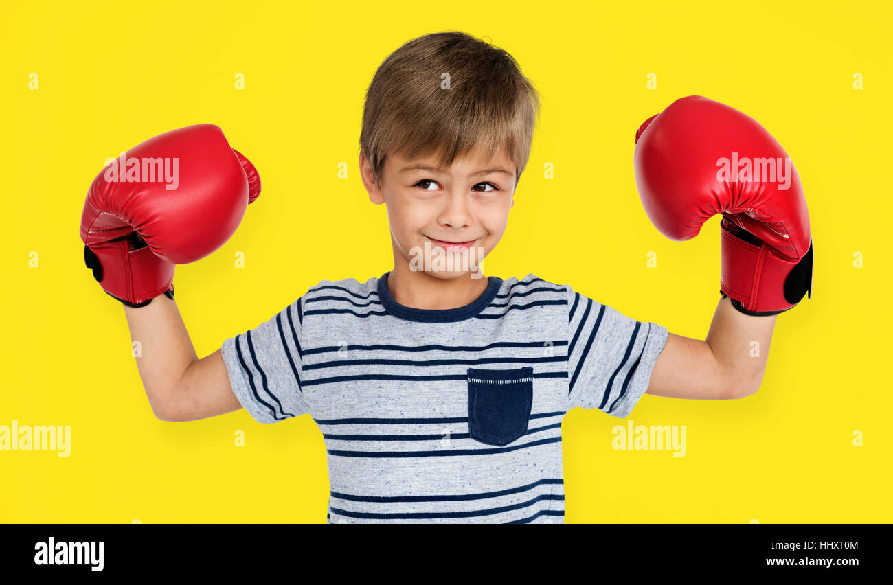 Little Boy Kid Adorable Cute Boxing Portrait Concept Stock Photo - Alamy