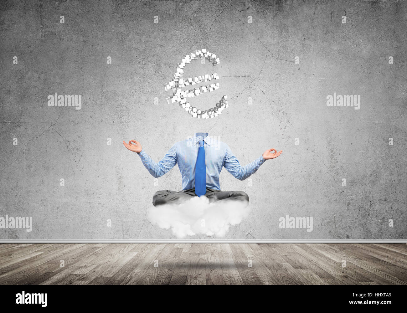 Headless meditating businessman Stock Photo - Alamy