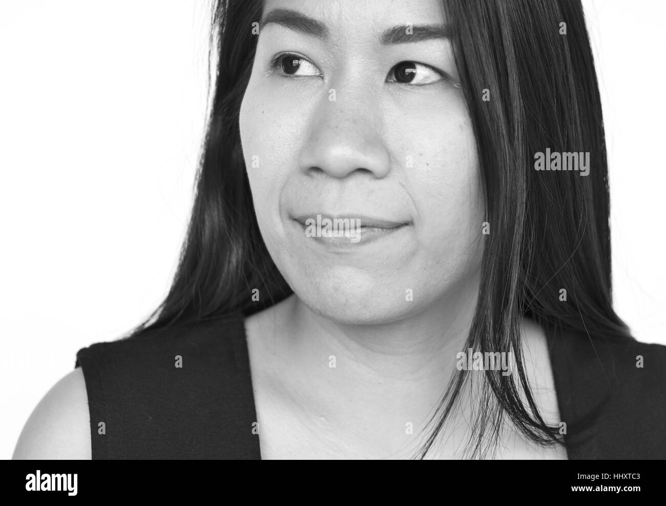 Asian woman white background studio Black and White Stock Photos ...