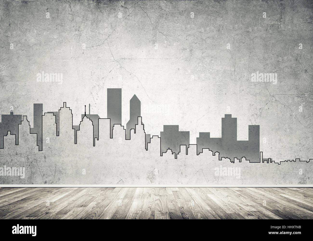 City design on wall Stock Photo - Alamy