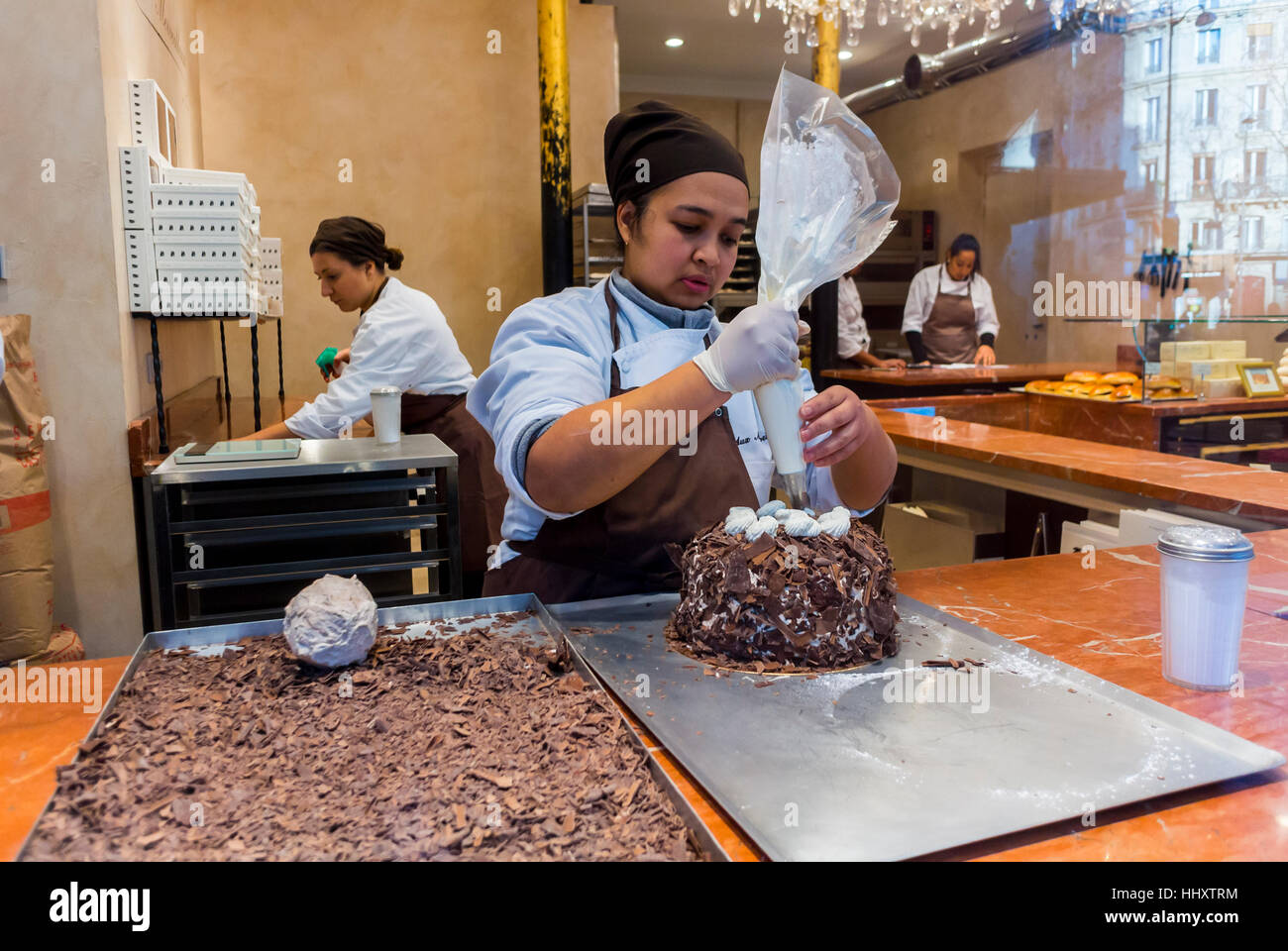 Paris, France, Women Preparing Cakes, in French Bakery Shop, Window ...