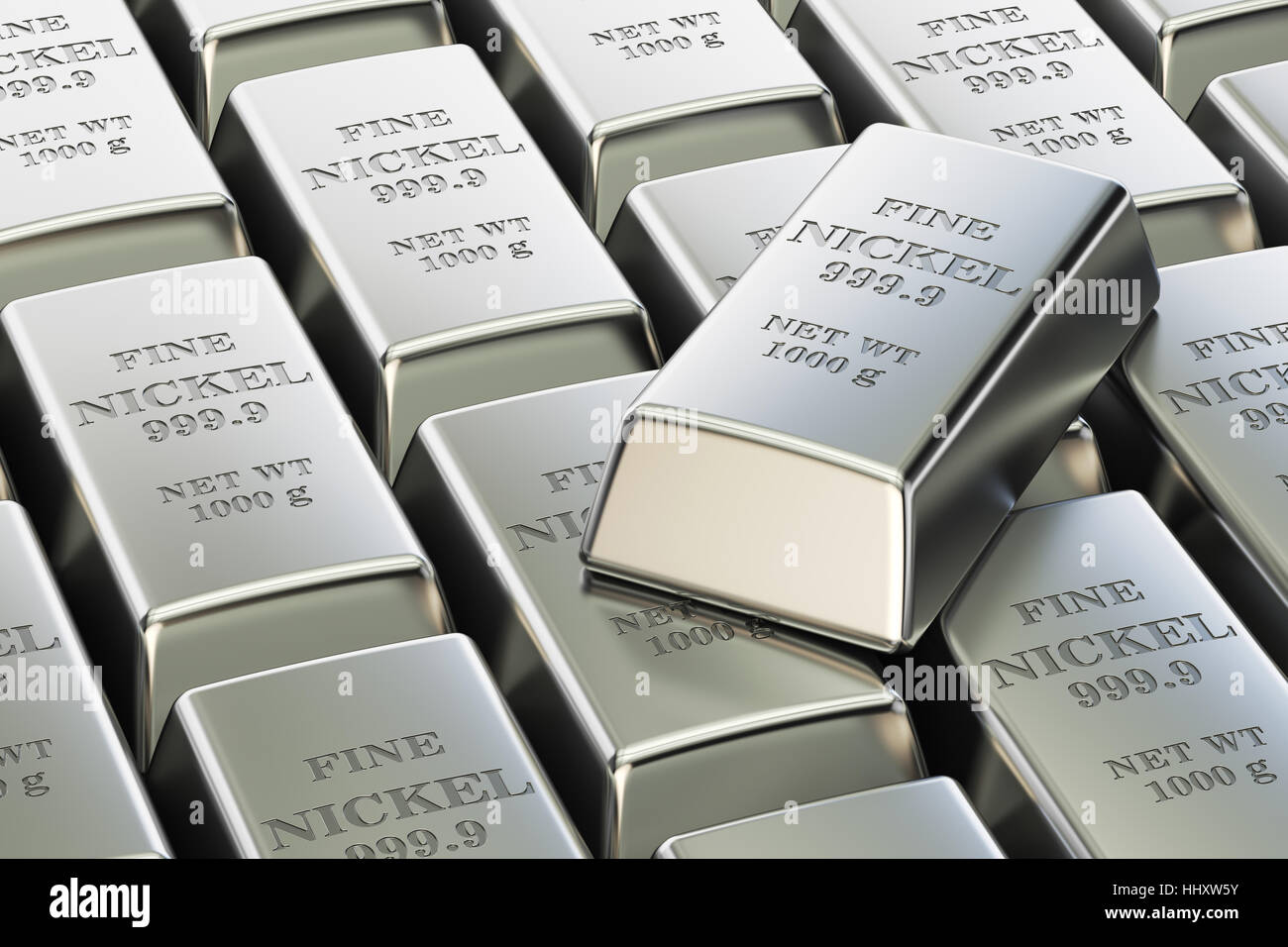 nickel ingots background, 3D rendering isolated on white background ...