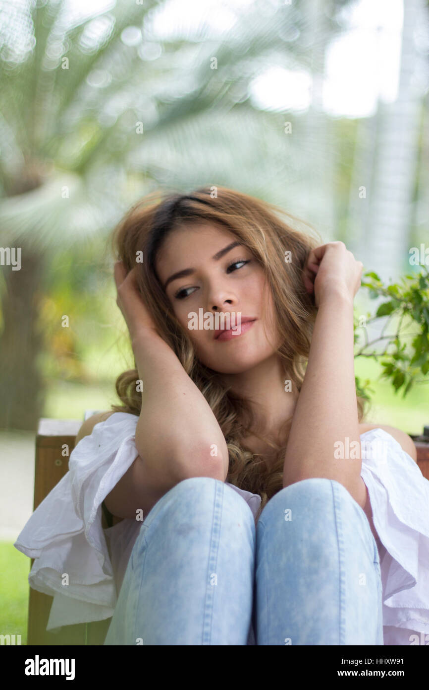 Beautiful pensive girl Stock Photo - Alamy