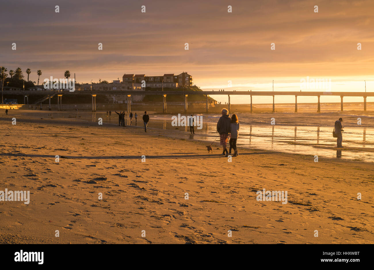 Coastal sunset at Ocean Beach. San Diego, California, USA Stock Photo ...