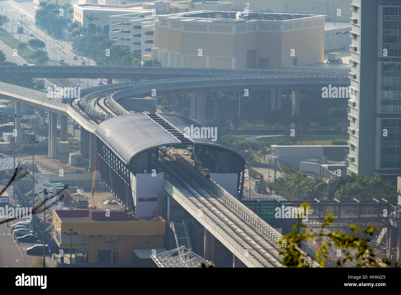 Macau, DEC 31: Aerial view of Macau International Airport Metro Station ...