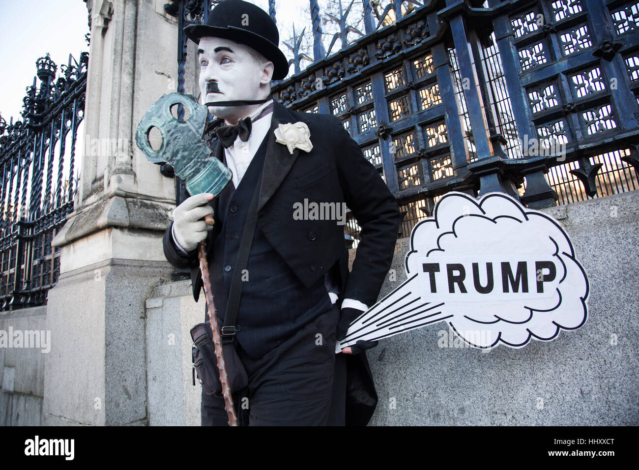 As the 45th US President is inaugurated in the USA, a mime artist ...
