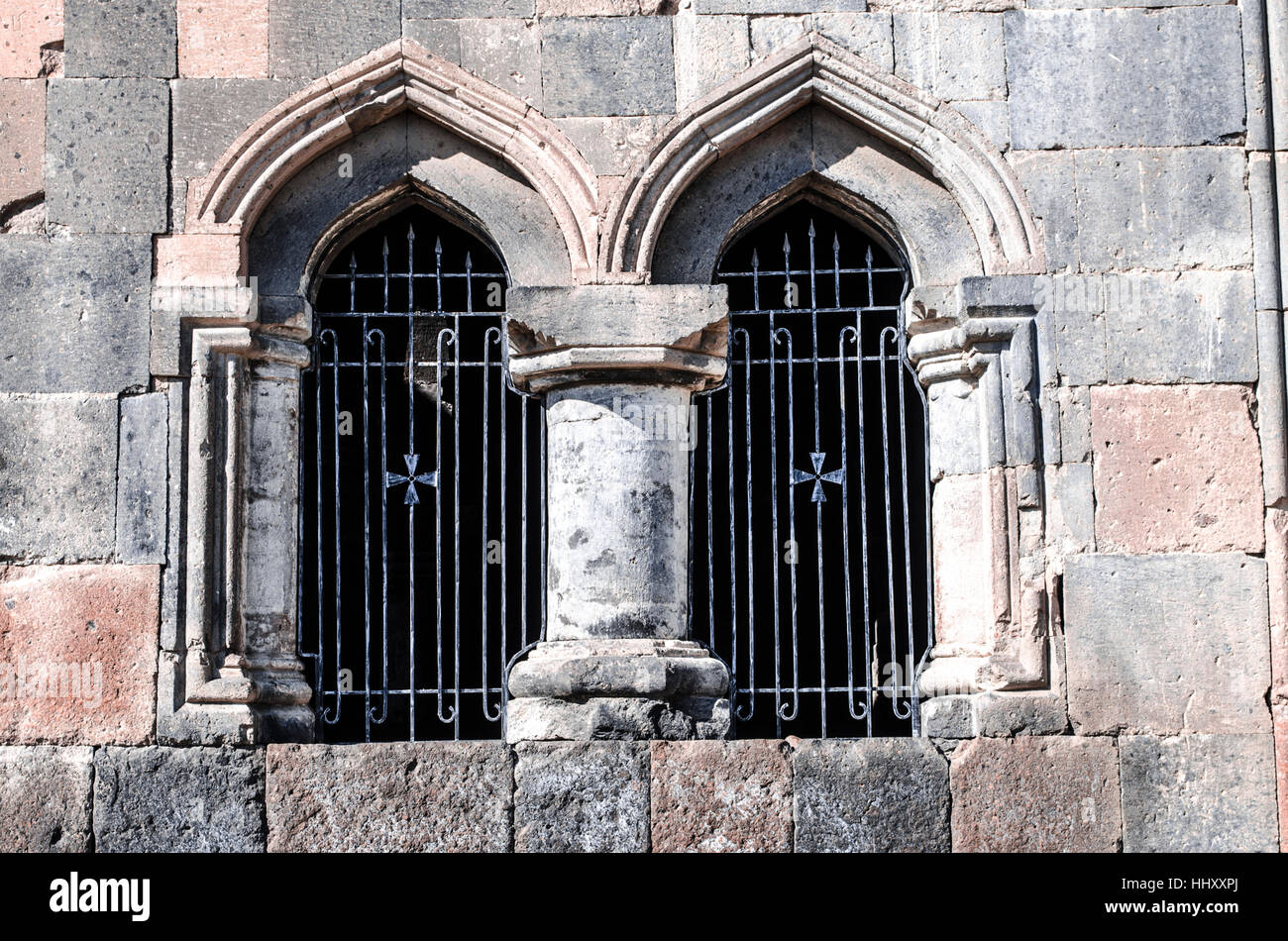 Window openings with columns covered decorative lattices and cross ...