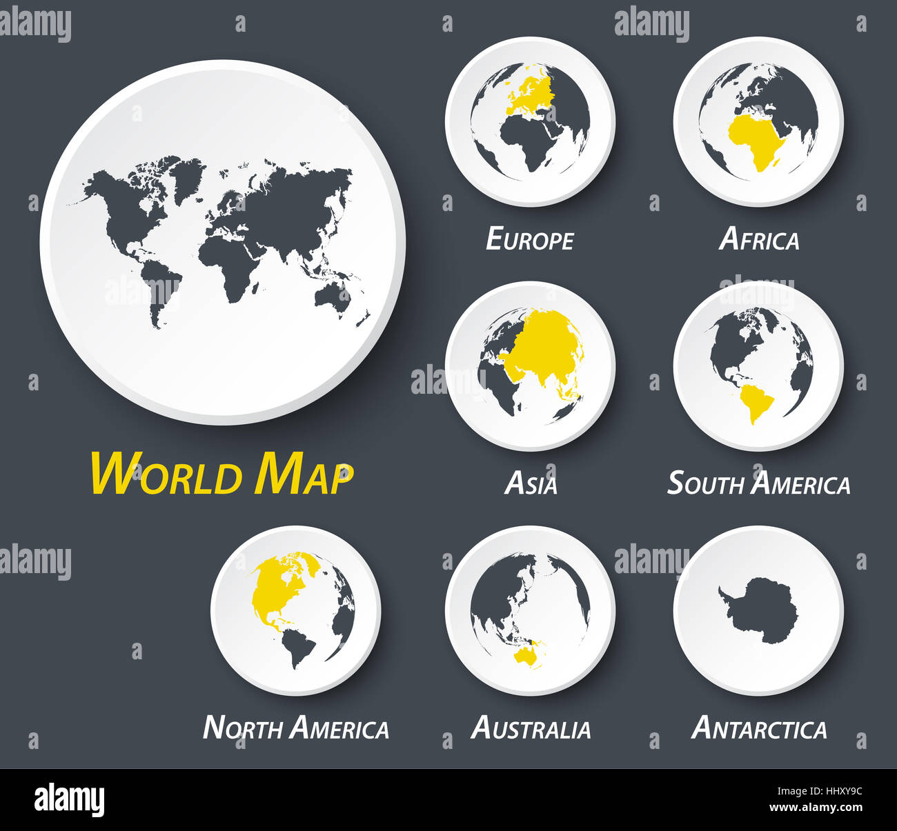 World map in circle hi-res stock photography and images - Alamy