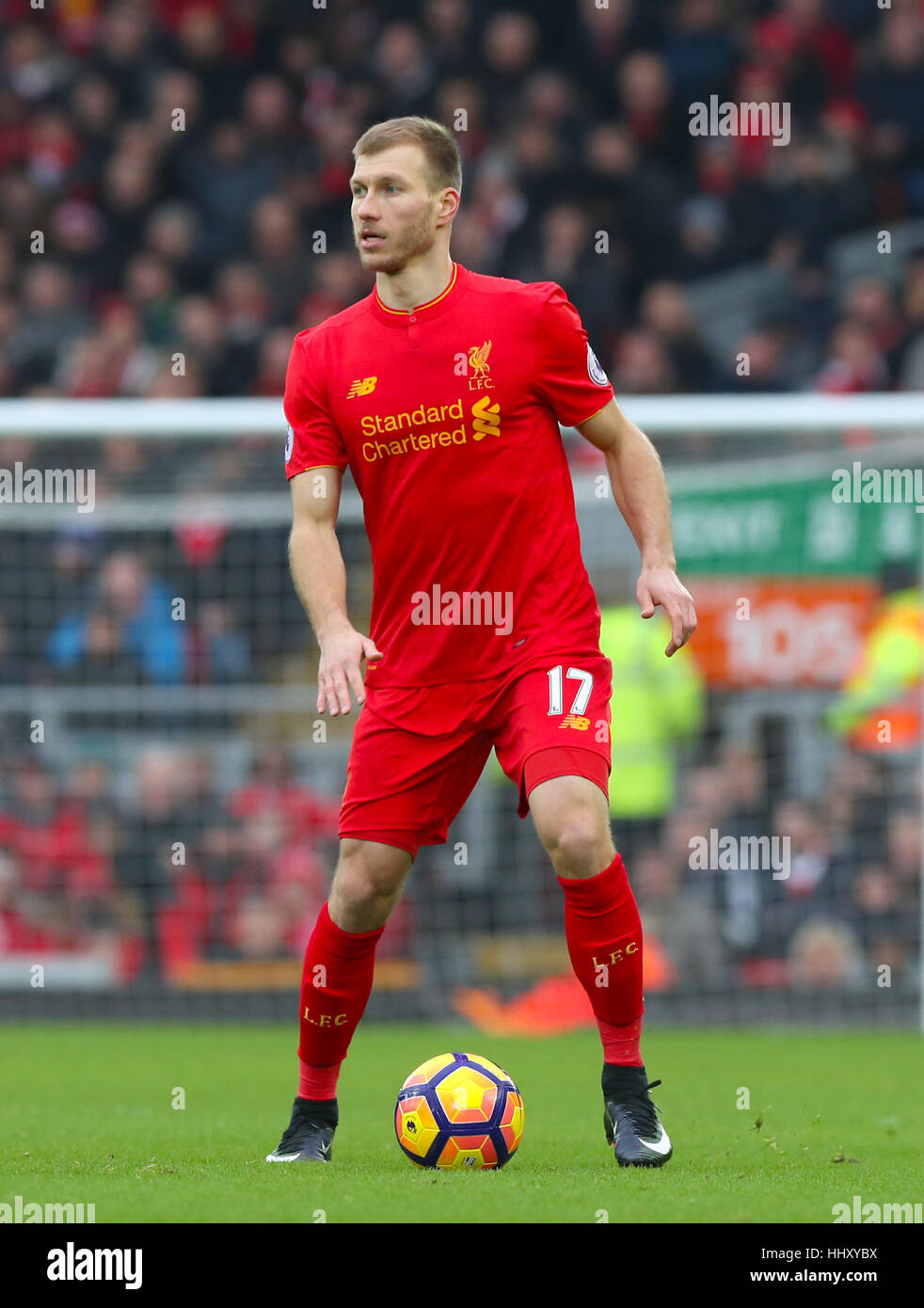 Liverpool's Ragnar Klavan during the Premier League match at Anfield ...