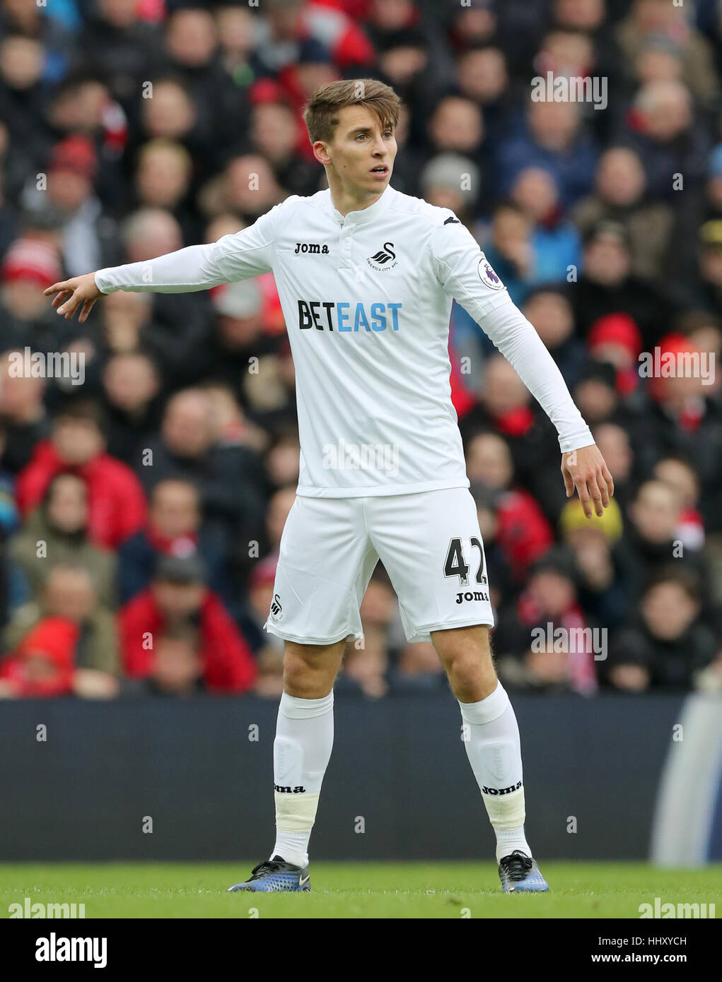 Swansea City's Tom Carroll during the Premier League match at Anfield ...