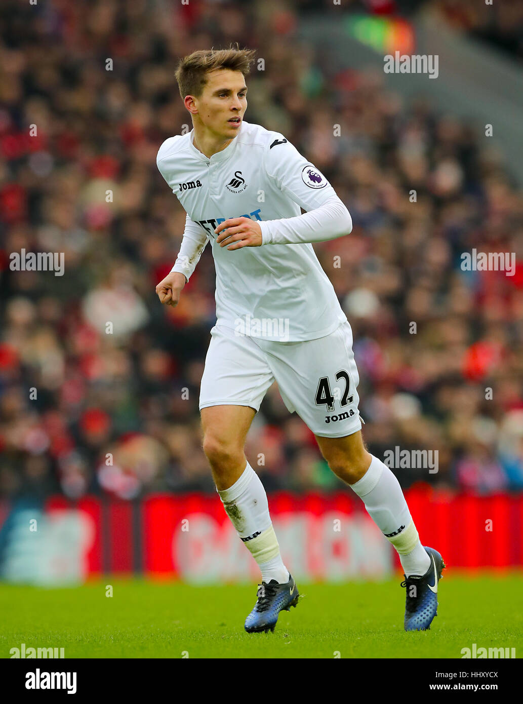Swansea City's Tom Carroll during the Premier League match at Anfield ...