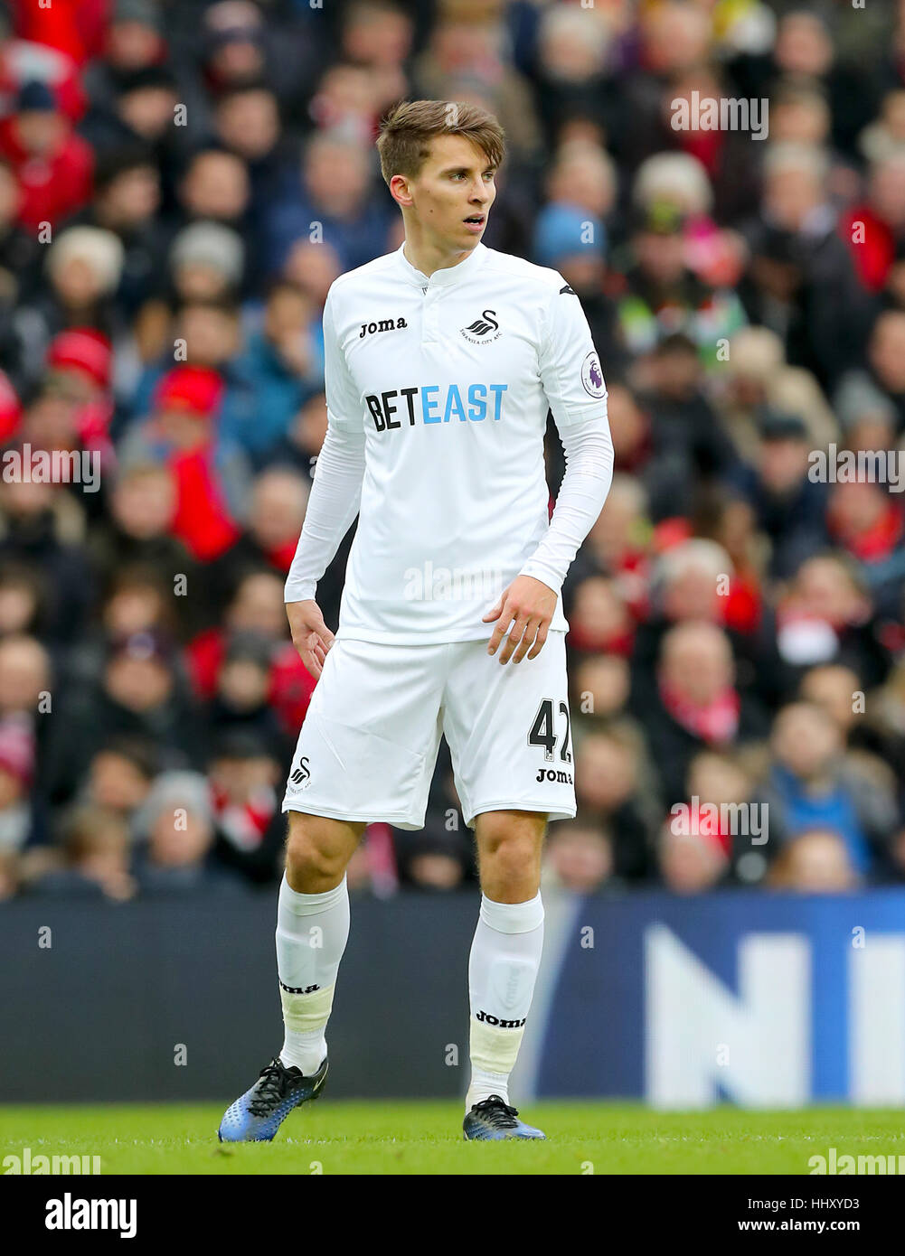 Swansea City's Tom Carroll during the Premier League match at Anfield ...