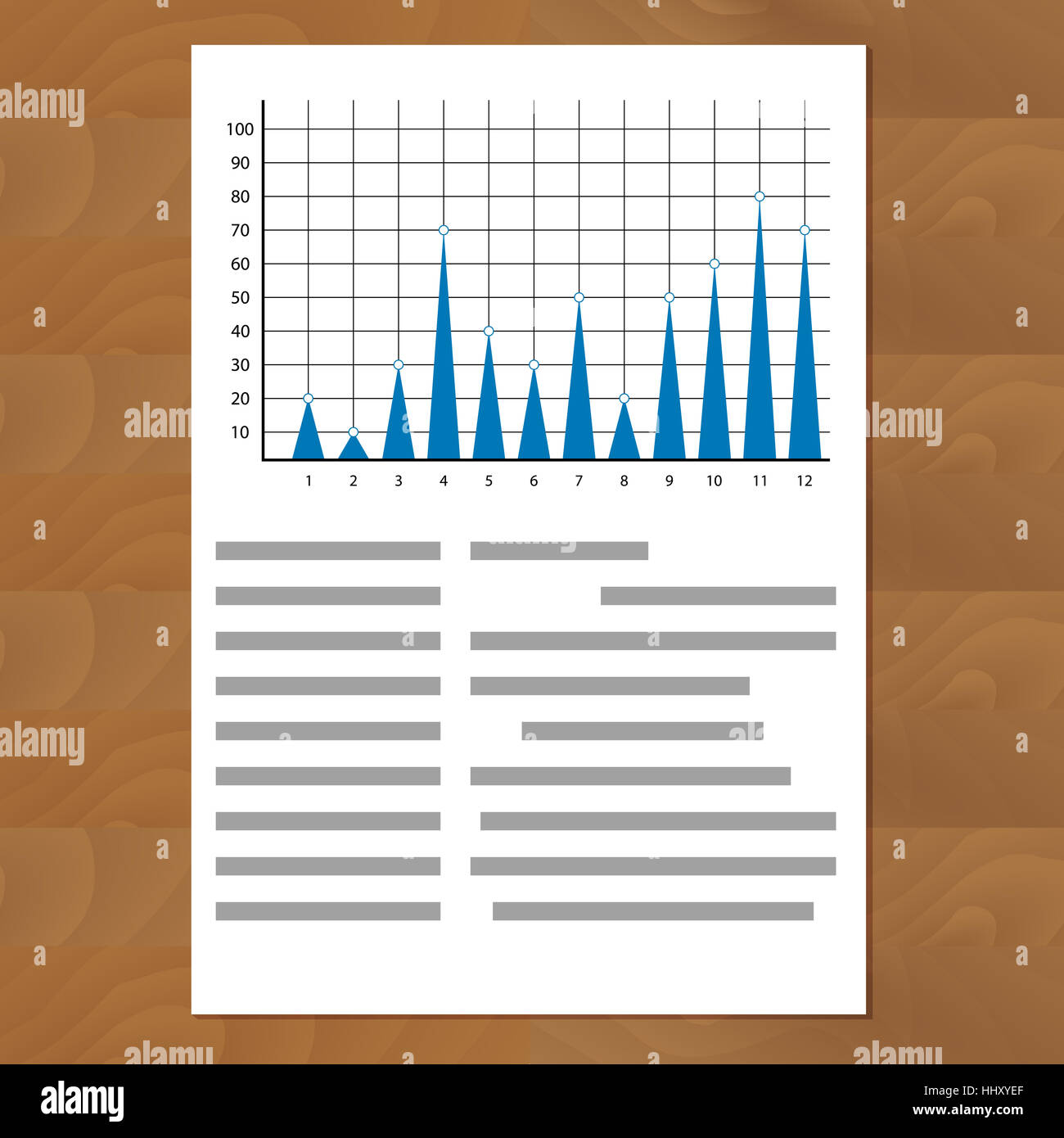 Annual report, triangular diagrams. Document with data statistic, file ...