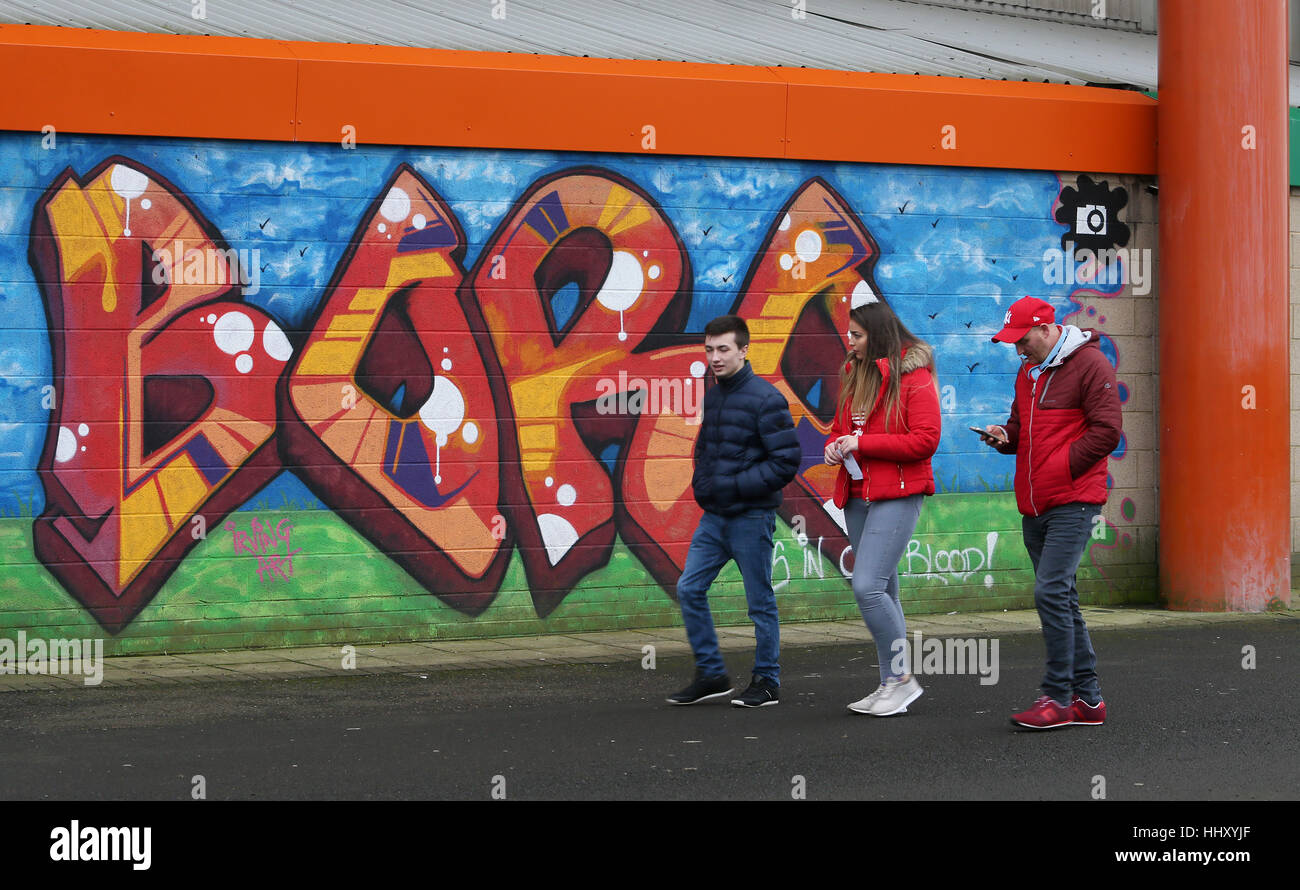 Fans arriving before the Premier League match at the Riverside Stadium ...