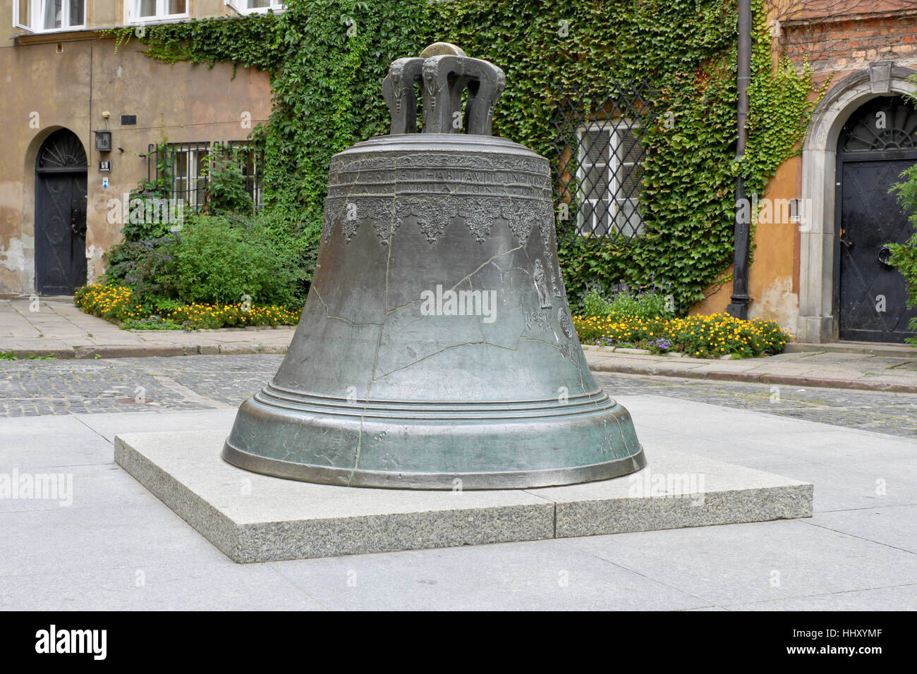 The 17th century bronze bell of Warsaw set at the Kanonia Square in the ...