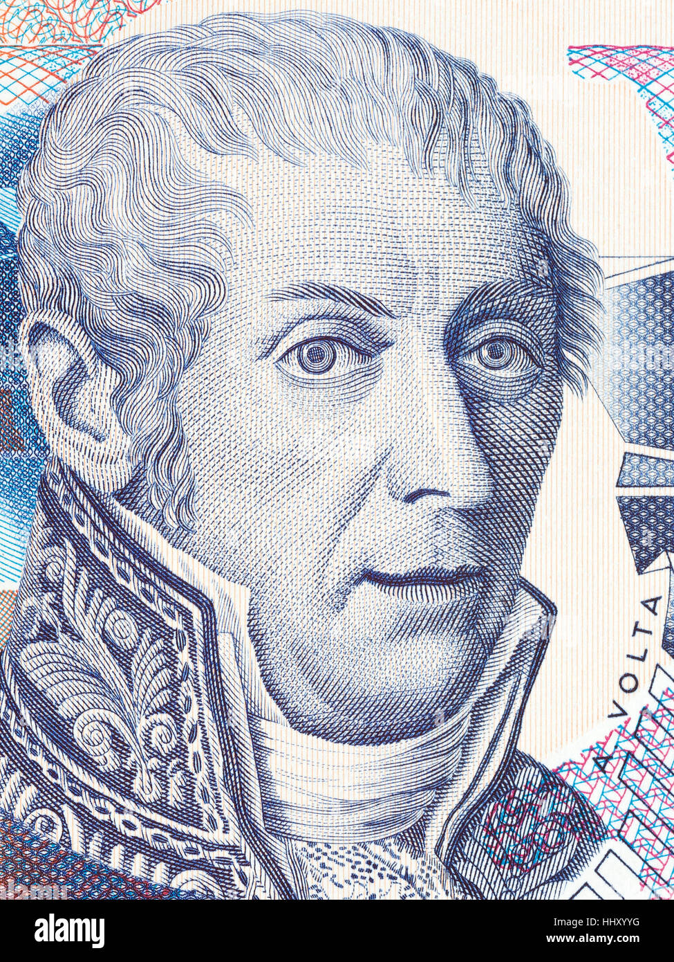 Alessandro Volta portrait from Italian money Stock Photo - Alamy
