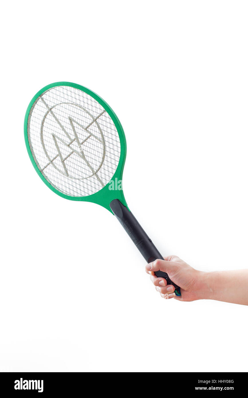 Male hand hold Electronic mosquitoes killer isolated on white ...