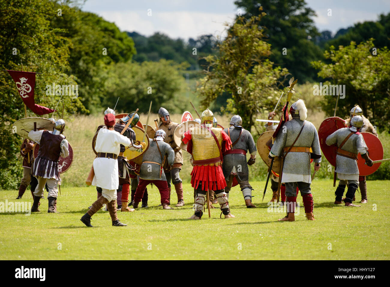 Ancient british and roman soldiers in combat, with a female archer ...