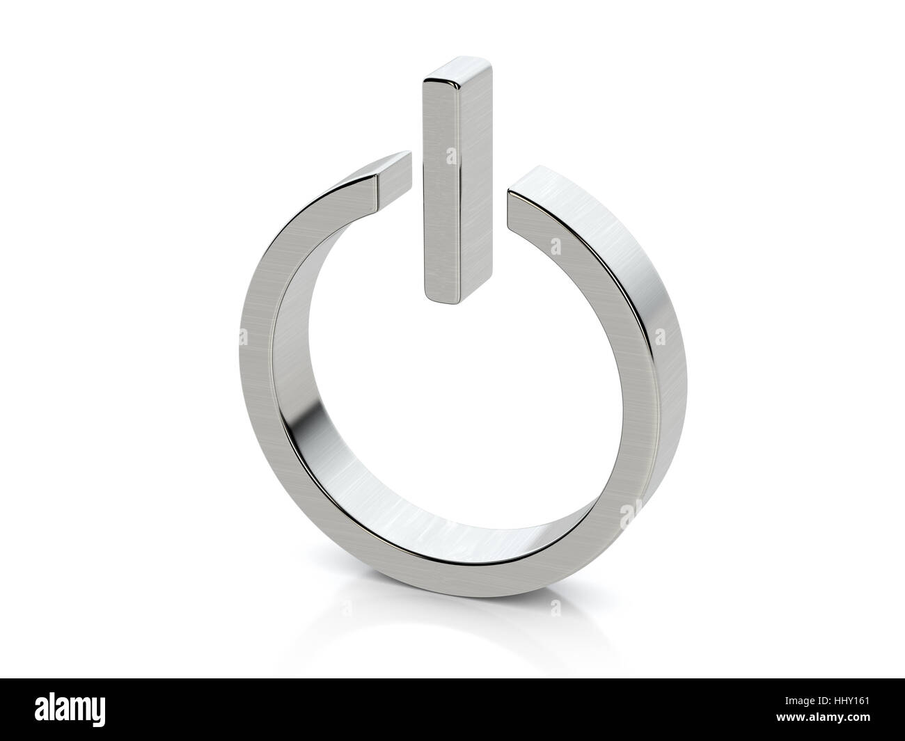 Metallic power symbol on a white background Stock Photo - Alamy