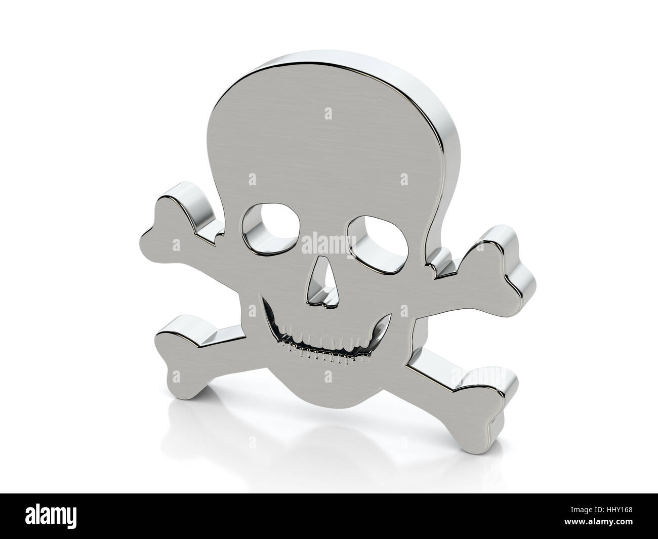 Metallic skull symbol on a white background Stock Photo - Alamy