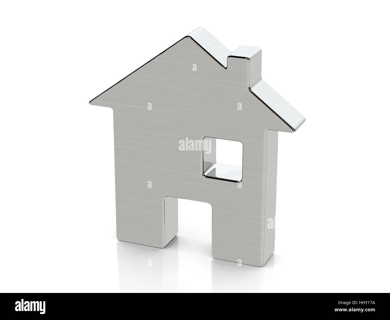 Metallic house symbol on a white background Stock Photo - Alamy