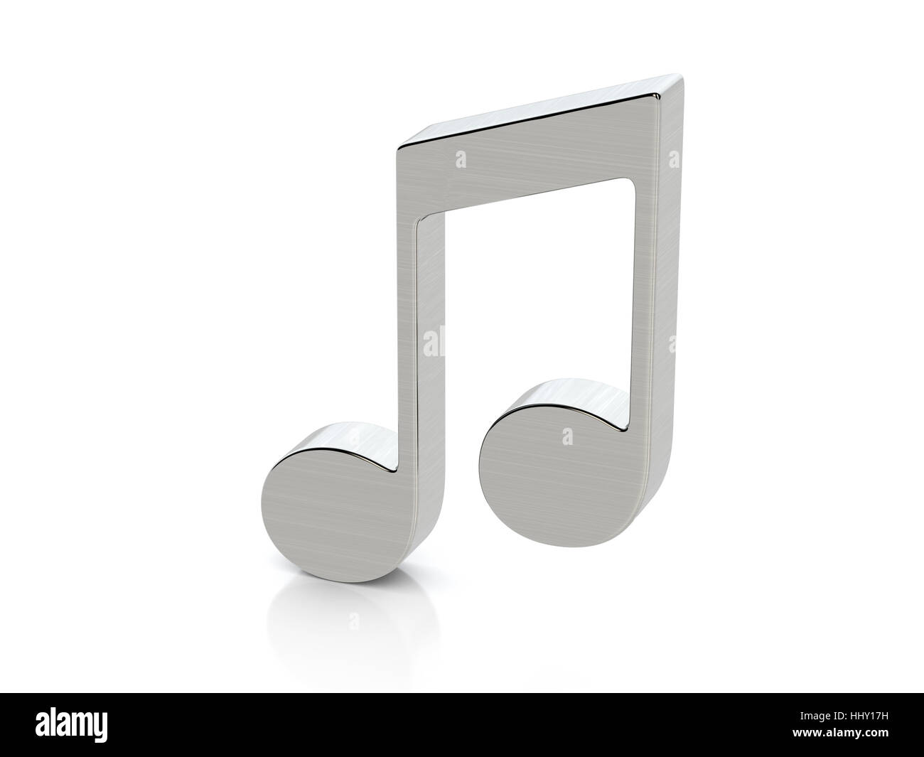 Metallic music note symbol on a white background Stock Photo - Alamy