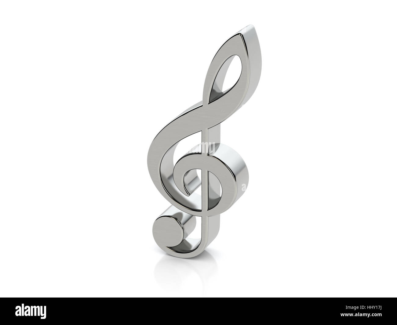 Metallic music note symbol on a white background Stock Photo - Alamy