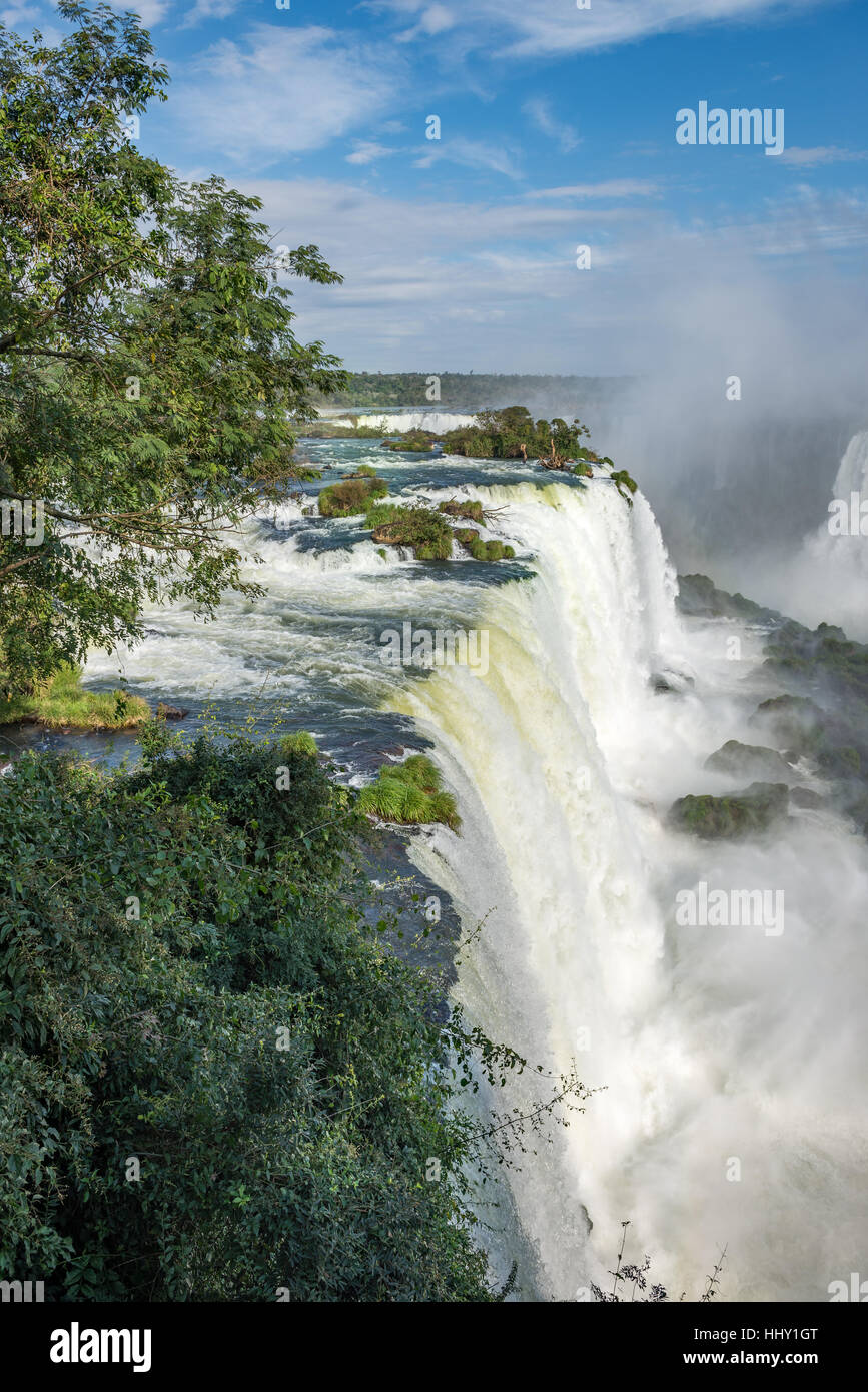 Cataratas waterfalls view from the top with some rocks covered by grass ...
