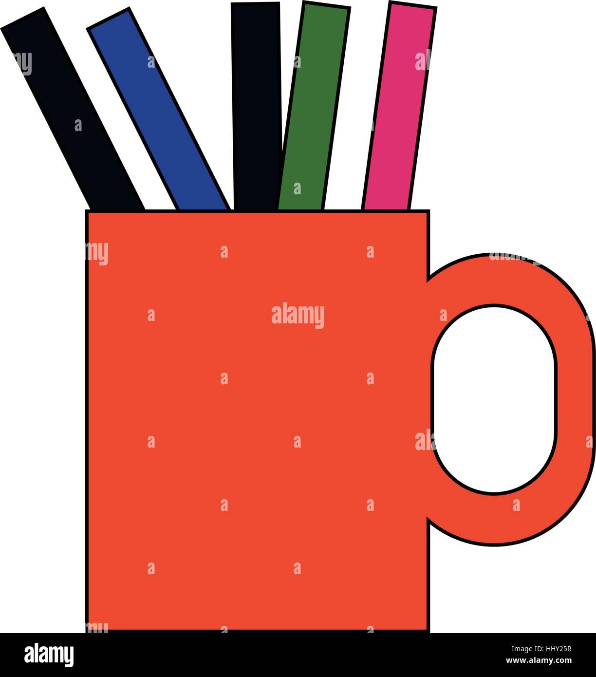 cup with pens and pencils Stock Vector Image & Art - Alamy