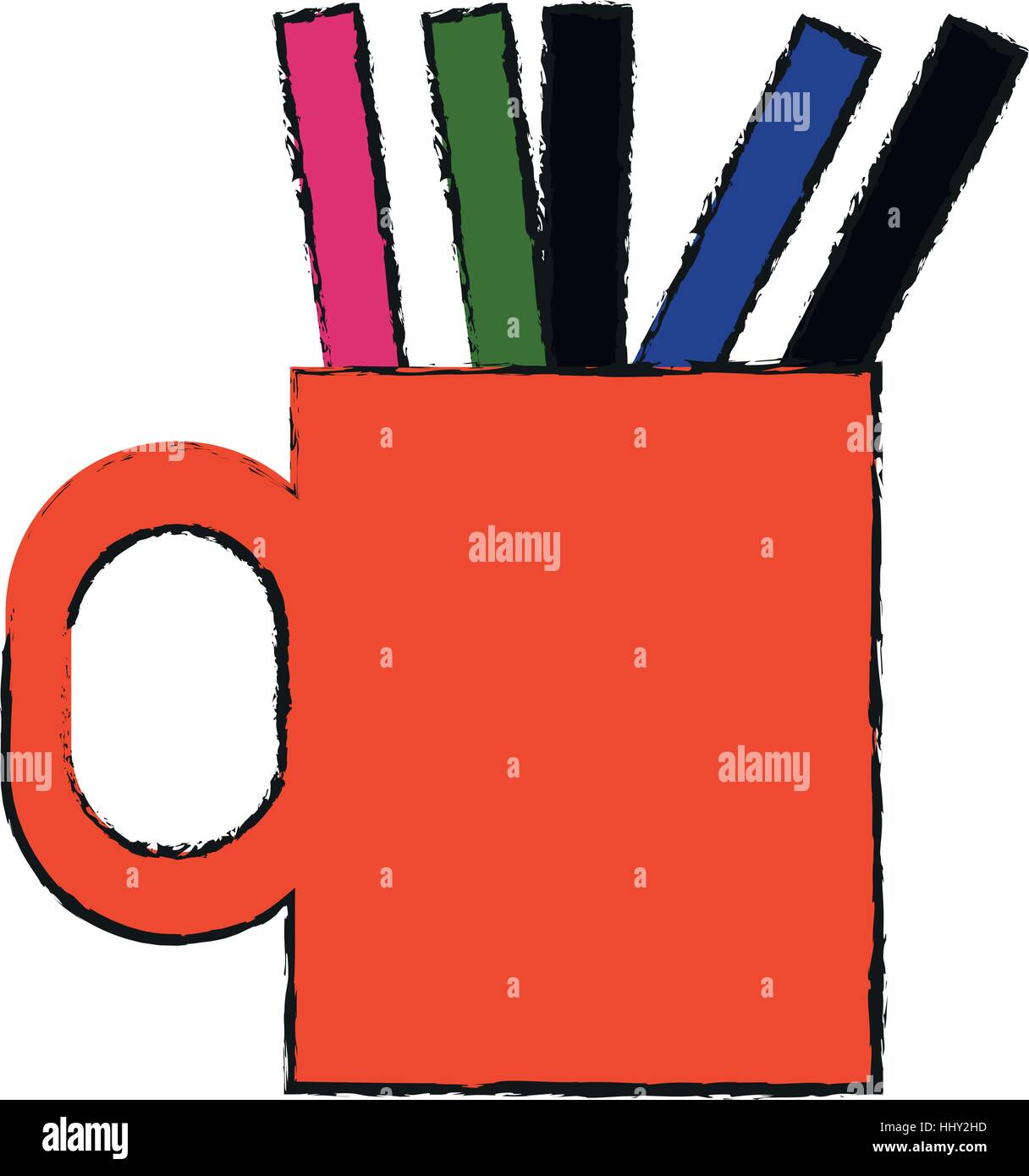 cup with pencils and pen Stock Vector Image & Art - Alamy