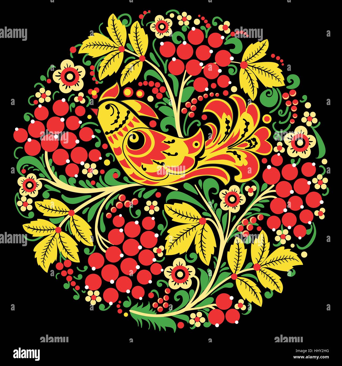 Russian floral ornament hohloma hi-res stock photography and images - Alamy